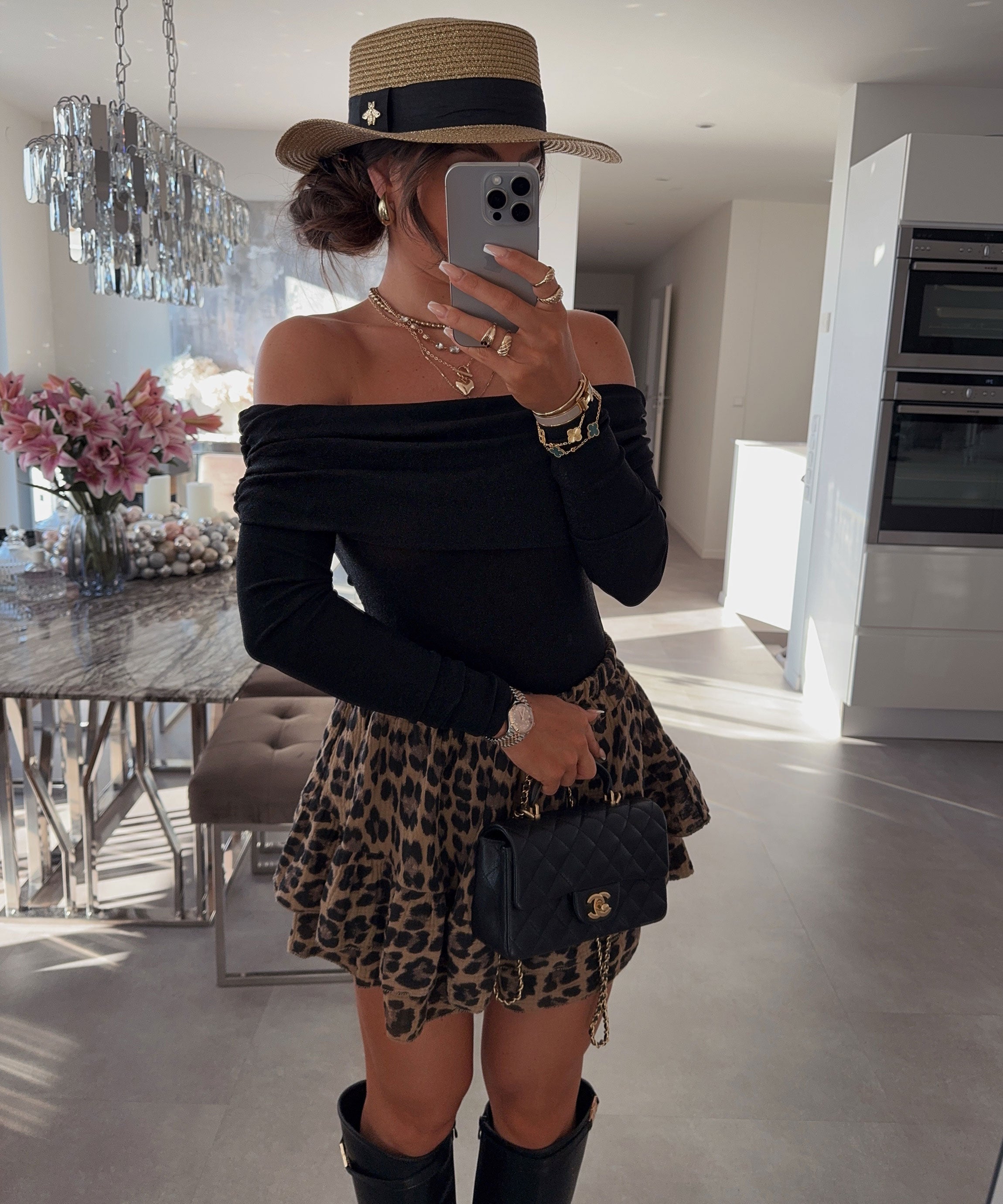 Schulterfreier Glitzer Body Marry Schwarz