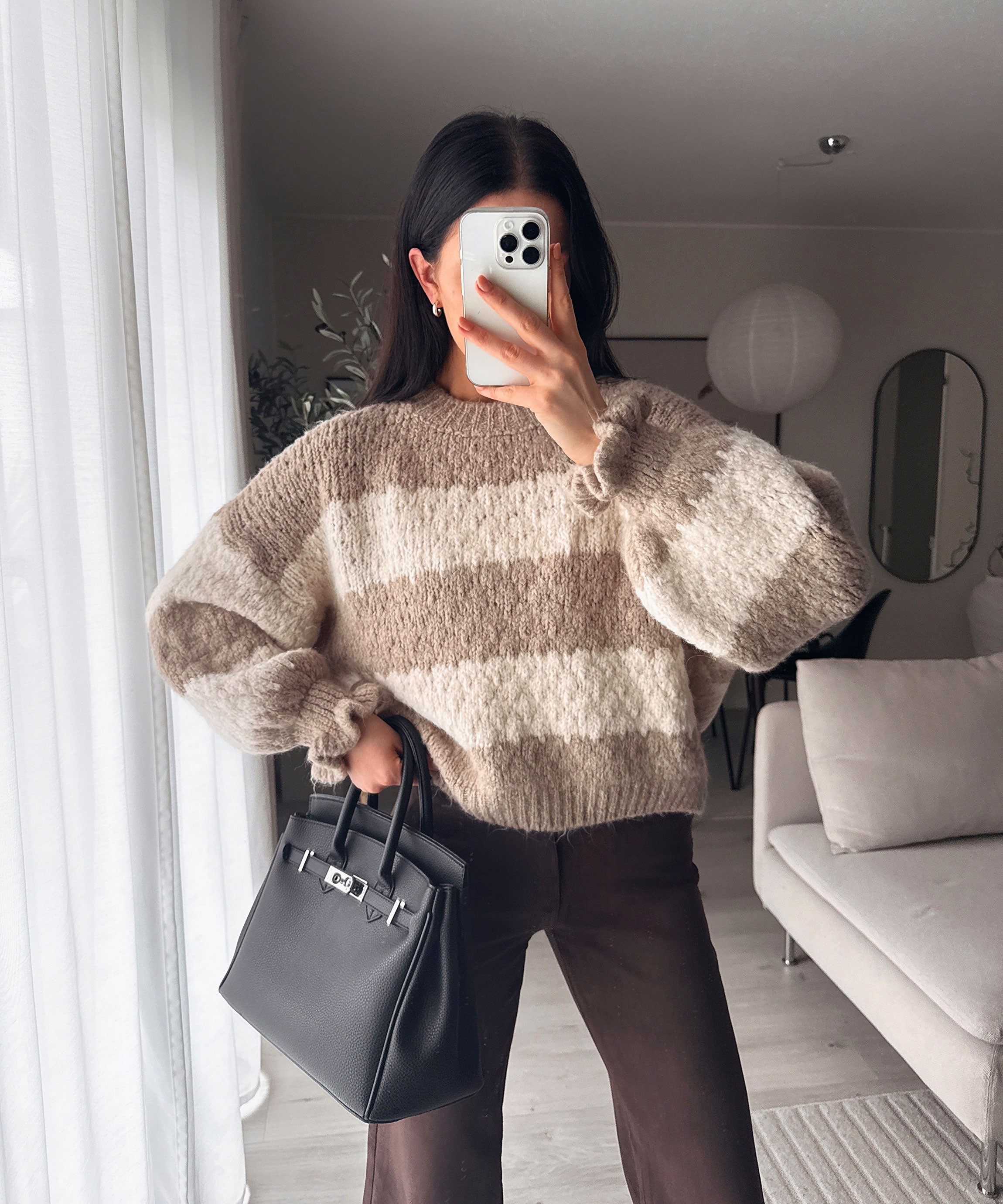 Pullover Dilena Streifen Taupe